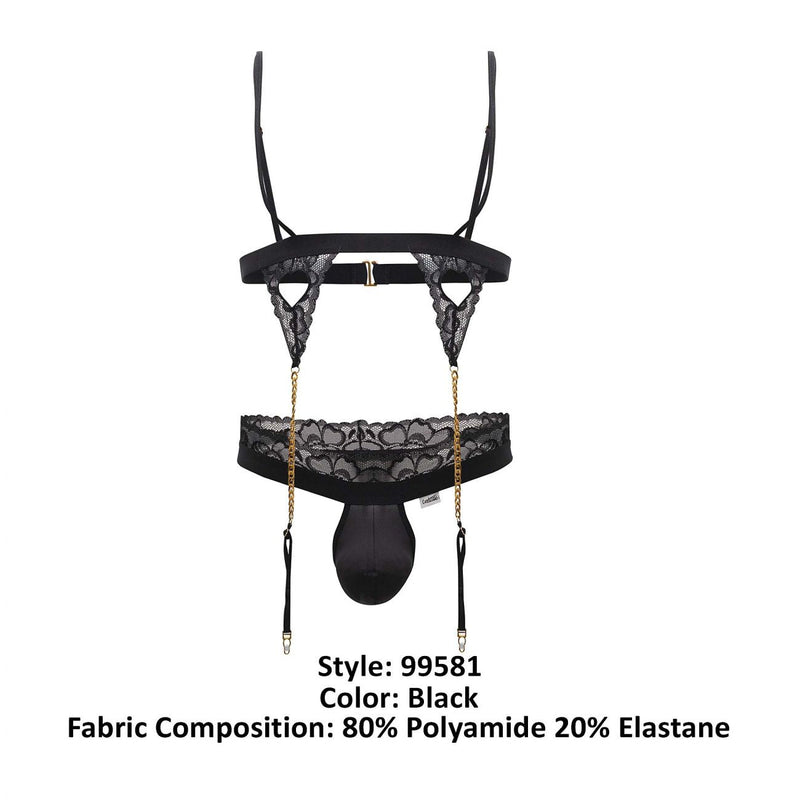 CandyMan 99581 Harness-Thongs Outfit Black