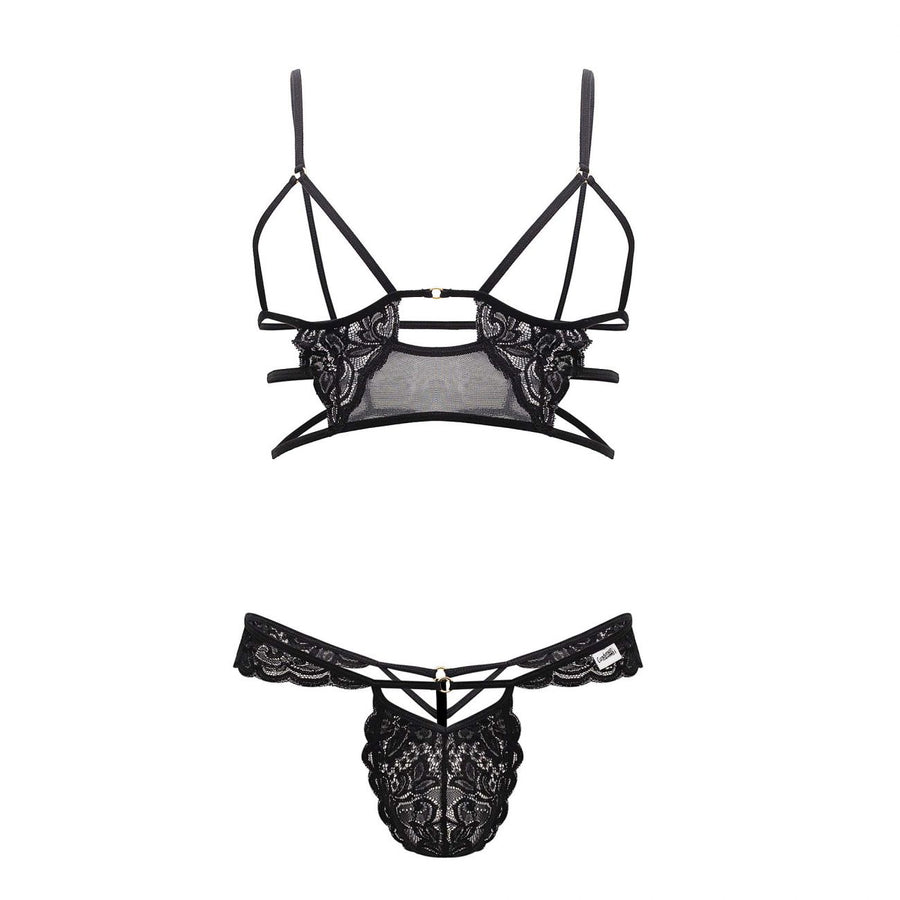 CandyMan 99604 Harness-Thongs Outfit Black