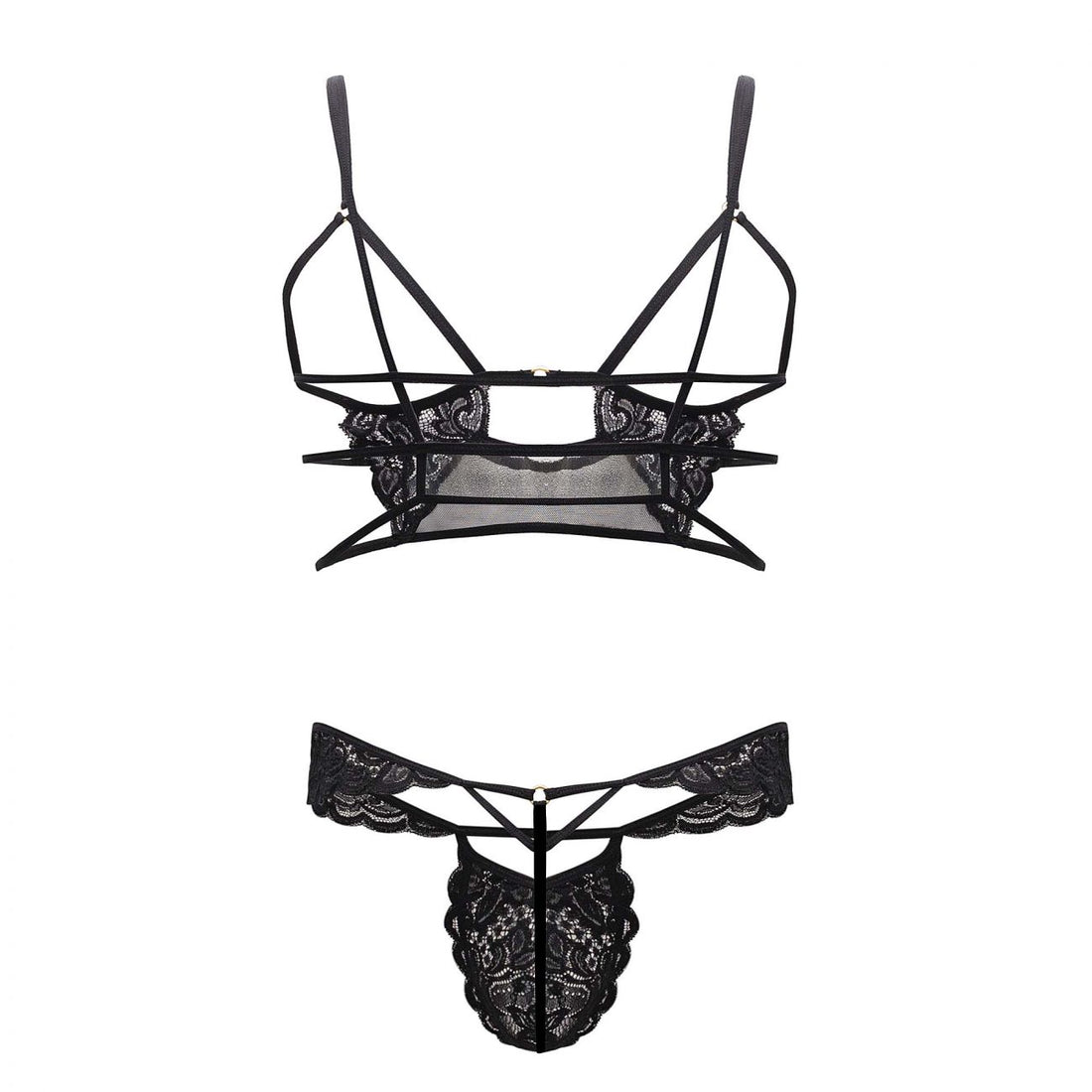 CandyMan 99604 Harness-Thongs Outfit Black